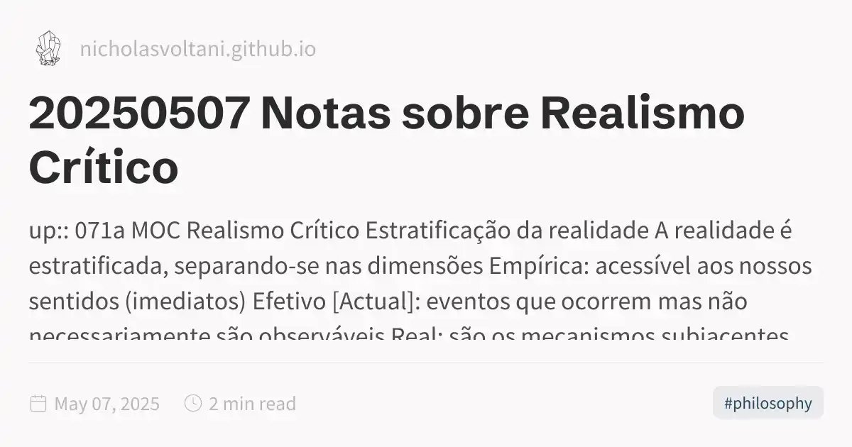 20250507 Notas sobre Realismo Crítico