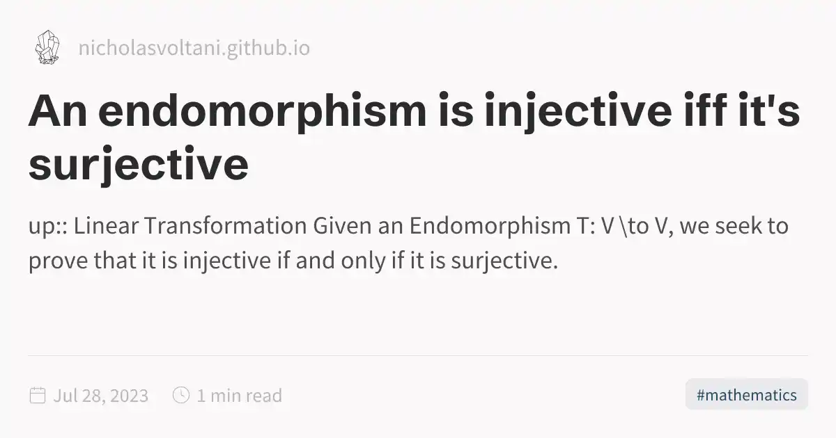 An endomorphism is injective iff it's surjective