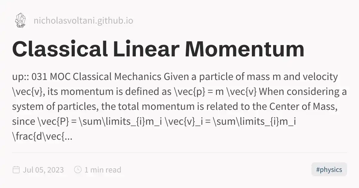 Classical Linear Momentum