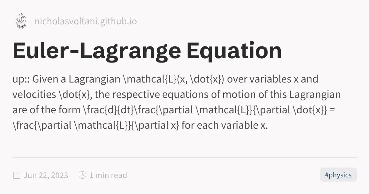 Euler-Lagrange Equation