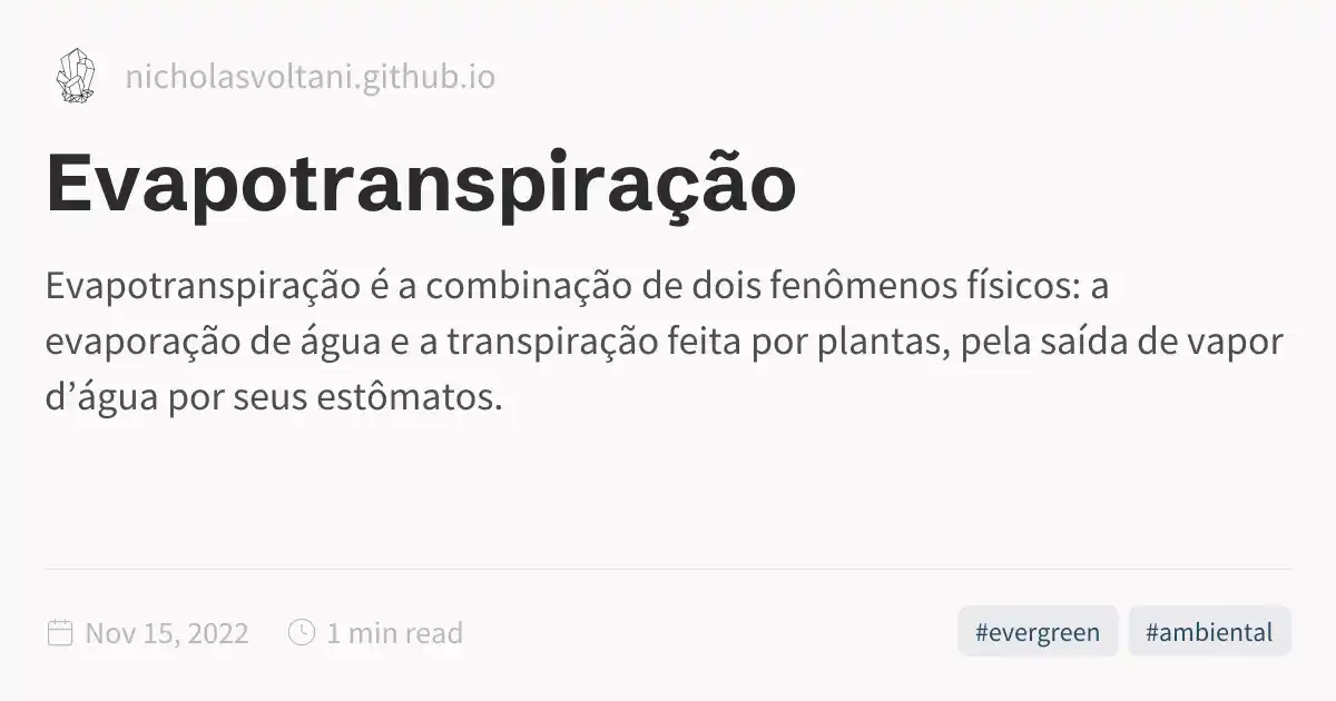 Evapotranspiração