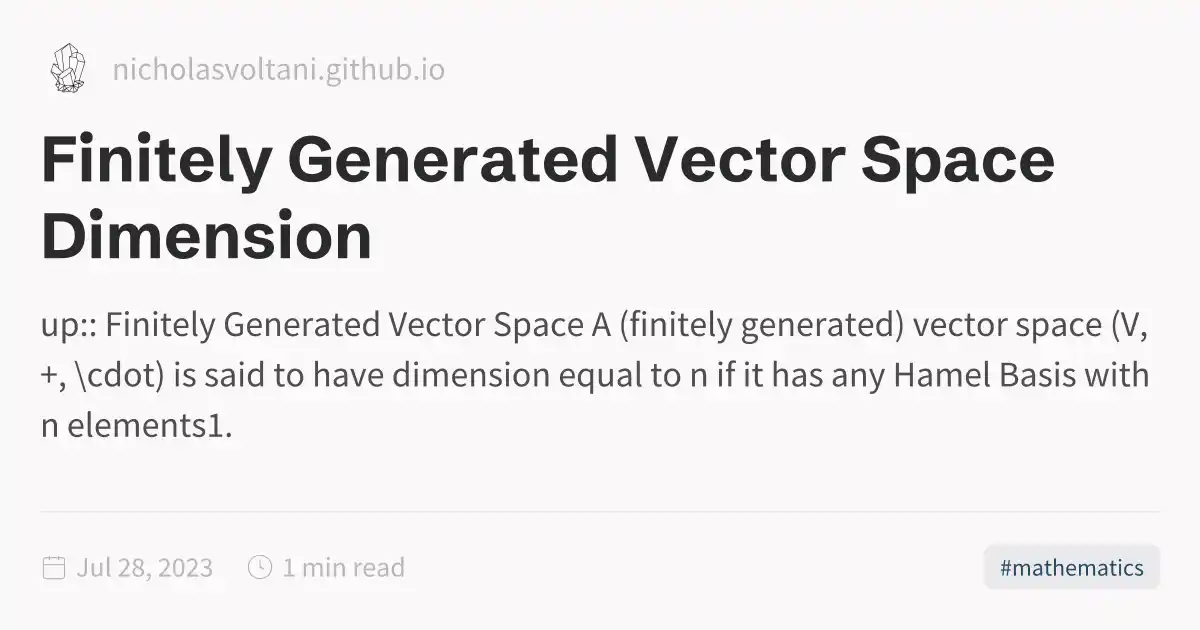 Finitely Generated Vector Space Dimension