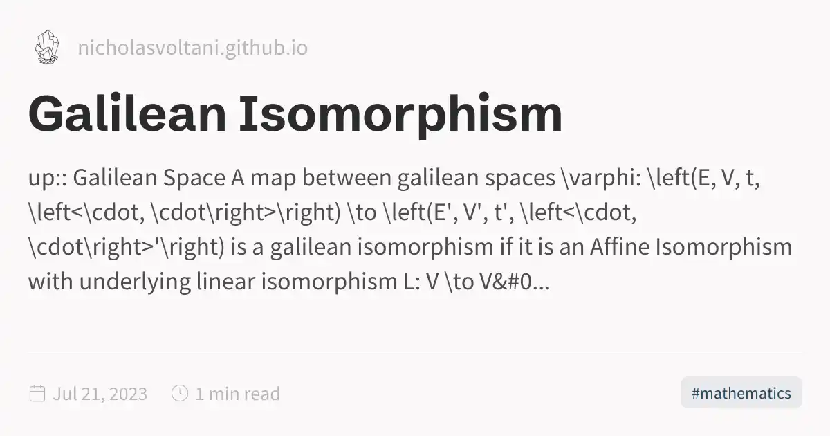 Galilean Isomorphism