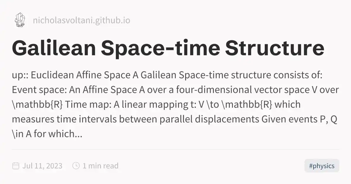 Galilean Space-time Structure