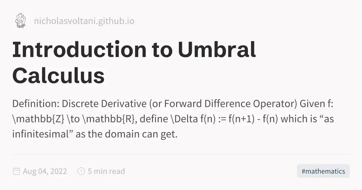 Introduction to Umbral Calculus