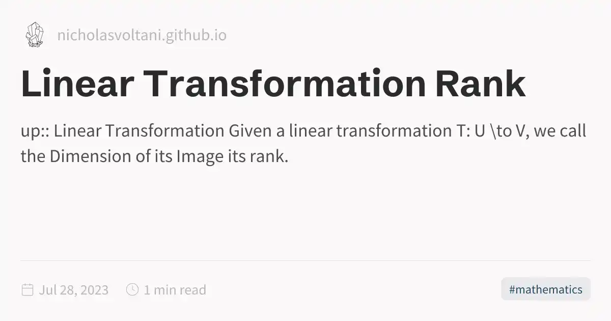 Linear Transformation Rank
