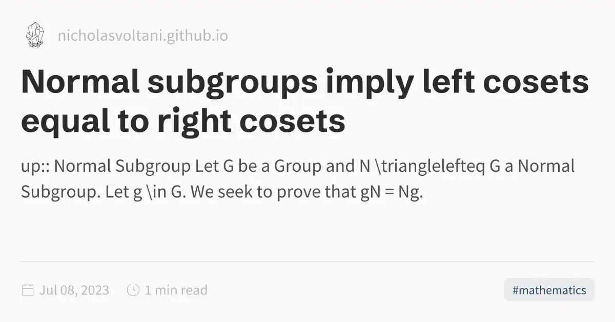 Normal subgroups imply left cosets equal to right cosets
