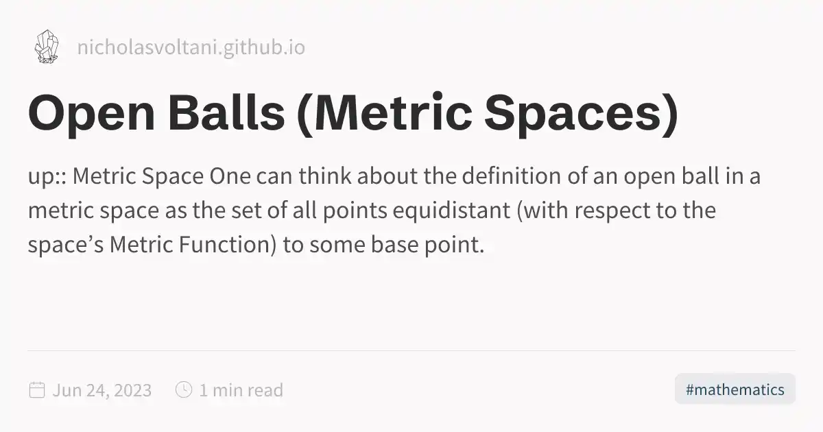 Open Balls (Metric Spaces)