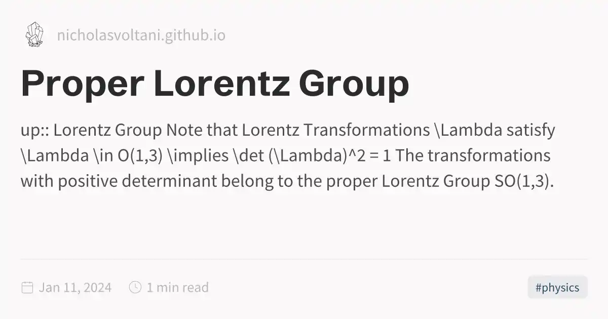 Proper Lorentz Group