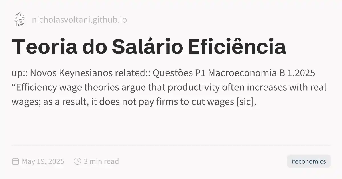 Teoria do Salário Eficiência